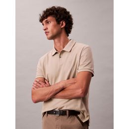 Poloshirt Calvin Klein "SS RFND PQ TPPD CLSS", Herren, Gr. XXL, grau (plaza taupe), Piqu&eacute;, Obermaterial: 100% Baumwolle, unifarben, klassisch normal, Rundhals, eingesetzt angesetztes B&uuml;ndchen, Shirts, Mit Rundhalsausschnitt