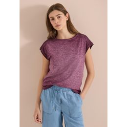 T-Shirt Cecil, Damen, Gr. L (42), sweet grape rot, Web, 100% Baumwolle, unifarben, comfort fit normal, U-Boot-Ausschnitt, normaler Saum, Shirts T-Shirt, mit U-Boot-Ausschnitt