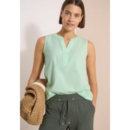 Blusentop Cecil, Damen, Gr. L (42), juicy lime, Web, 65% Baumwolle, 35% Viskose, gestreift, normal normal, Rundhals, abgesteppt, Blusen Blusentop, im soften Baumwoll-Mix