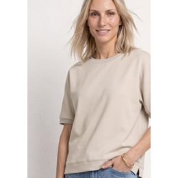 Rundhalsshirt Street One, Damen, Gr. 38, clay sand, Stoff, 48% Modal, 41% Polyester, 11% Elasthan, unifarben, normal normal, Rundhals, abgesteppt, Shirts Rundhalsshirt, aus elastischem Materialmix