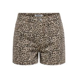 Shorts Only "ONLJAGGER-SILLA HW MOM SHORTS PNT", Damen, Gr. L, N-Gr, peyote aop:schwarz refined leo, Obermaterial: 100% Baumwolle, bedruckt, kurz, Hosen Shorts, Baumwolle, High Waist
