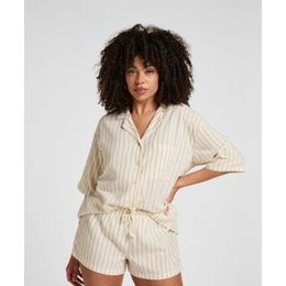 Hunkem&ouml;ller Pyjama HUNKEM&Ouml;LLER "Leinen-Shorts", Damen, Gr. XS, beige, 70% Viskose, 30% Leinen, Homewear-Sets Pyjama