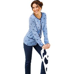 Damen Jacquardstrickjacke im Trachtenstil himmelblau-marine, Gr&ouml;&szlig;e 48