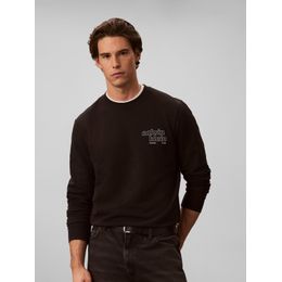 Sweatshirt Calvin Klein Jeans, Herren, Gr. L, schwarz, Sweatware, Obermaterial: 100% Baumwolle, unifarben, regular fit normal, Rundhals, B&uuml;ndchen, Sweatshirts Sweatshirt, Rundhalsausschnitt, Brustdruck, reine Baumwolle