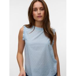 V&eacute;ro Moda R&uuml;schentop VERO MODA "VMTRINE SL TOP WVN NOOS", Damen, Gr. S, cashmere blau, Web, Obermaterial: 100% Baumwolle, unifarben, normal, Rundhals, Tops R&uuml;schentop, Baumwolle