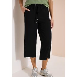 3/4-Hose Cecil, Damen, Gr. L, L&auml;nge 22, schwarz, Stoff, 100% Viskose, unifarben, loose fit 3/4-L&auml;nge, Hosen, High Waist
