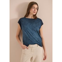 T-Shirt Cecil, Damen, Gr. L (42), universal blau, Web, 100% Baumwolle, unifarben, comfort fit normal, U-Boot-Ausschnitt, normaler Saum, Shirts T-Shirt, mit U-Boot-Ausschnitt