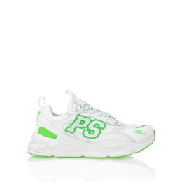 Laufschuh Plein Sport "Tiger", Damen, Gr. 40, Normalschaft, wei&szlig; (0127, wei&szlig;, gr&uuml;nfluo), Schuhe Laufschuh