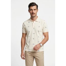Poloshirt Gant "EMBROIDERED", Herren, Gr. M, creamed wei&szlig;, Jersey, Obermaterial: 100% Baumwolle, bestickt, regular fit, Rippb&uuml;ndchen, Shirts, mit Anker-Stickerei allover