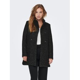 Langjacke Only "ONLNEWSOPHIA WOOL COAT OTW CC", Damen, Gr. S, schwarz (schwarz detail:melange), Web, Obermaterial: 70% Polyester, 30% Wolle, meliert, regular fit Po-bedeckend, Jacken Langjacke, Materialmix