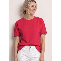 Rundhalsshirt Street One, Damen, Gr. 34, salsa rot, Stoff, 48% Modal, 41% Polyester, 11% Elasthan, unifarben, normal normal, Rundhals, abgesteppt, Shirts Rundhalsshirt, aus elastischem Materialmix
