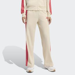 Sporthose adidas Sportswear "W 3S FASHION PT", Damen, Gr. L, N-Gr, beige (crystal linen, pure ruby, normal, gr.), Obermaterial: 100% Polyester, Hosen Sporthose