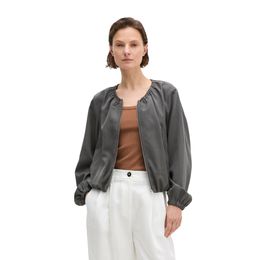Marc O'Polo Kurzjacke MARC O'POLO "aus TENCEL&trade; Lyocell", Damen, Gr. 34, oxide grau, Obermaterial: 92% Lyocell, 8% Leinen. Futter: 100% Viskose, unifarben, loose fit, Rundhals, elastischer Bund, Jacken Kurzjacke