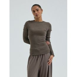 Funktionstop SEAMLESS BASIC "Seamless Basic Top Wooly", Damen, Gr. S/M, fungi, Obermaterial: 85% Wolle, 15% Seide, Tops
