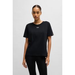 T-Shirt BOSS "CI_T-Shirt", Damen, Gr. L, schwarz (schwarz 001), Single Jersey, Obermaterial: 95% Baumwolle, 5% Elasthan, unifarben, Basic, Basic normal, Rundhals, eingesetzt normaler Saum, Shirts T-Shirt, mit BOSS Logo-Schriftzug & Label