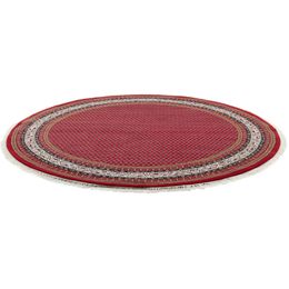 Orientteppich OTTO HOME "Levin" Gr. 44, rot, H:12mm &Oslash;:150cm, Wolle, Teppiche, Fransenteppich, handgekn&uuml;pft, mit Fransen, ideal im Wohnzimmer & Schlafzimmer