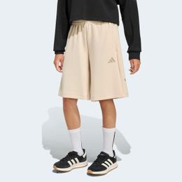 Shorts adidas Sportswear "JG FI 3S LNG SH", Jungen, Gr. 164, N-Gr, crystal linen, trace khaki,, Obermaterial: 67% Polyester, 33% Baumwolle, Hosen Shorts