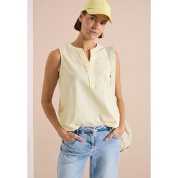 Blusentop Cecil, Damen, Gr. M (40), light buttermilk gelb, Web, 65% Baumwolle, 35% Viskose, gestreift, normal normal, Rundhals, abgesteppt, Blusen Blusentop, im soften Baumwoll-Mix