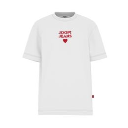 JOOP! T-Shirt JOOP JEANS "Tymber", Damen, Gr. XL, wei&szlig; (open wei&szlig;), Single Jersey, Obermaterial: 100% Baumwolle, bedruckt, gemustert, unifarben, regular fit normal, Rundhals, eingesetzt abgesteppte Kante, Shirts T-Shirt, mit Frontprint