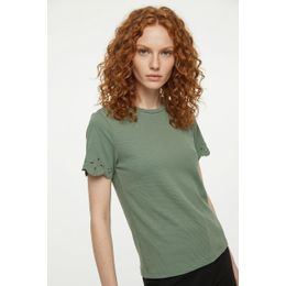 V&eacute;ro Moda Kurzarmshirt VERO MODA "VMLOUISE SS TOP JRS", Damen, Gr. L, laurel wreath, Jersey, Obermaterial: 100% Baumwolle, unifarben, regular fit normal, Rundhals, Shirts, Baumwolle, regular fit