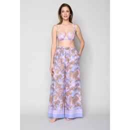 JOOP! Strandhose JOOP "Palmeras Beach", Damen, Gr. 34, N-Gr, palm aop, Jersey, Obermaterial: 83% Polyamid, 17% Elasthan, gemustert, weit lang, Hosen Strandhose, Palmenprint und feine Streifendetails, seitliche Taschen