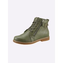 Schn&uuml;rstiefelette, Damen, Gr. 36, gr&uuml;n (khaki), Leder, Schuhe Schn&uuml;rstiefelette