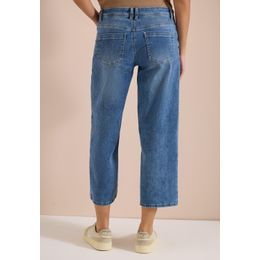 Loose-fit-Jeans Cecil, Damen, Gr. 25, L&auml;nge 26, mid blau used wash, Jeans, 77% Baumwolle, 20% Polyester, 3% Elasthan, unifarben, kniebedeckend, Jeans, aus Baumwolle mit Stretchanteil