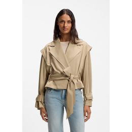 Kurzjacke BOSS Orange "Jophelia Premium Damenmode", Damen, Gr. 38, rust, copper 222, Web, Obermaterial: 75% Viskose, 25% Polyester, unifarben, h&uuml;ftlang, abgesteppte Kante, Jacken Kurzjacke, aus softem Materialmix, mit Bindeg&uuml;rtel