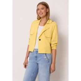 Blouson STREET ONE STUDIO, Damen, Gr. 34, snap gelb, Stoff, 65% Viskose, 35% Nylon, unifarben, normal kurz, V-Ausschnitt, abgesteppt, Jacken Blouson, aus softem Materialmix