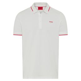 Poloshirt Hugo "Dinoso", Herren, Gr. L, natural103, Piqu&eacute;, Obermaterial: 93% Baumwolle, 7% Elasthan, unifarben, slim fit normal, Rundhals, B&uuml;ndchen, Shirts, Kragen mit kontrastfarbigem Streifen, Slim Fit, Logodruck