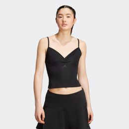 Tanktop adidas Sportswear "SEASONAL ESSENTIALS 3-STREIFEN TANK", Damen, Gr. L, schwarz (schwarz, schwarz), Obermaterial: 89% Polyester, 11% Elasthan, V-Ausschnitt, Tops Tanktop, figurnahe Schnittform, mit V-Ausschnitt, pflegeleicht