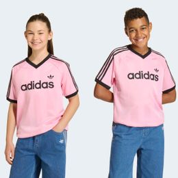 T-Shirt adidas originals "LO TEE", M&auml;dchen, Gr. 128, light pink, Obermaterial: 100% Polyester, V-Ausschnitt, Shirts T-Shirt