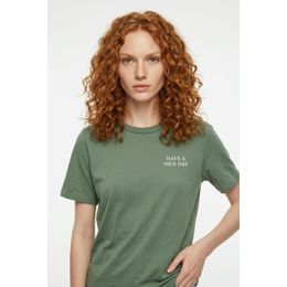 V&eacute;ro Moda Kurzarmshirt VERO MODA "VMSIGRID PAULINA SS TOP BOX JRS", Damen, Gr. L, laurel wreath print:have a nice day, Jersey, Obermaterial: 100% Baumwolle, bedruckt, regular fit normal, Rundhals, Shirts, Baumwolle, regular fit