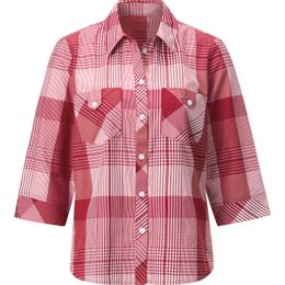 CR&Eacute;ATION L Damen Karobluse mit aufgesetzten Brusttaschen rot-wei&szlig;-kariert Gr&ouml;&szlig;e 36