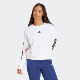 Sweatshirt adidas Sportswear "ESSENTIALS 3-STREIFEN FRENCH TERRY", Damen, Gr. XL, schwarz-wei&szlig; (wei&szlig;, schwarz), Obermaterial: 55% Baumwolle, 36% Polyester, 9% Viskose, normal, Rundhals, angesetztes B&uuml;ndchen, Sweatshirts Sweatshirt