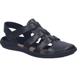 Barfu&szlig;schuh Josef Seibel "Caitlyn 01", Damen, Gr. 37, schwarz, Leder, Schuhe Barfu&szlig;schuh, Klettschuh, Sommerschuh mit Logopr&auml;gung, Weite G (=weit)