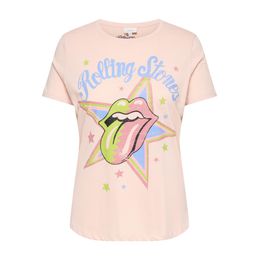 Kurzarmshirt Only CARMAKOMA "CARROLL LIFE SS O-NECK REG TEE LC JRS", Damen, Gr. L, sepia rose print:stars, Jersey, Obermaterial: 100% Baumwolle, bedruckt, regular fit normal, Rundhals, Shirts
