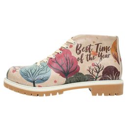 Stiefel DOGO "Shortcut Boots Around The World Damen Stiefeletten", Damen, Gr. 38, Normalschaft, rot (beige, rot), Lederimitat, Schuhe Stiefel, Handgefertigt