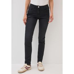 Comfort-fit-Jeans Cecil, Damen, Gr. 34, L&auml;nge 32, grau (dunkelgrau washed), Jeans, 75% Baumwolle, 23% Polyester, 2% Elasthan, unifarben, lang, Jeans, Middle Waist