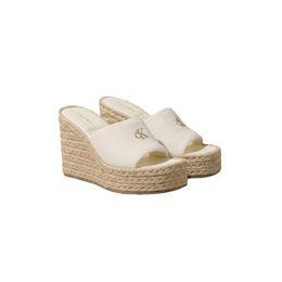 Keilpantolette Calvin Klein "WEDGE ESPAD 70 CANVAS MG", Damen, Gr. 38, tofu, Textil, unifarben, Schuhe, Sommerschuh, Urlaubsschuh mit Plateau und Jutebesatz