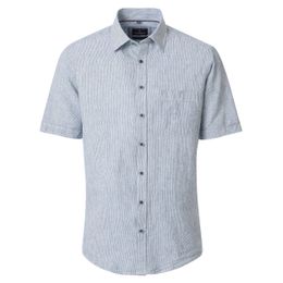 Kurzarmhemd Casamoda "Casamoda Leinenhemd Kurzarm gestreift", Herren, Gr. M, Normalgr&ouml;&szlig;en, blau, 55% Leinen, 45% Baumwolle, gestreift, l&auml;ssig geschnitten, Hemden