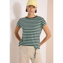 Blusenshirt Cecil, Damen, Gr. L (42), raw khaki, Web, 50% Baumwolle, 50% Modal, gestreift, regular fit normal, U-Boot-Ausschnitt, abgesteppt, Shirts Blusenshirt, im soften Baumwoll-Mix