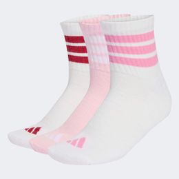 Funktionssocken adidas Performance "3S ESS C MID 3P", Damen, Gr. L (43/45), wei&szlig;, clear pink, active maroon, Obermaterial: 58% Baumwolle, 39% Polyester, 2% Elasthan, 1% Polyamid, Socken