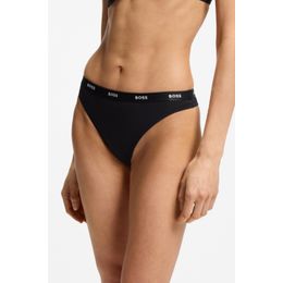 String BOSS "THONG CI", Damen, Gr. L (40), schwarz (schwarz 001), Jersey, Obermaterial: 95% Viskose, 5% Elasthan, unifarben, k&ouml;rpernah, Unterhosen String, mit BOSS Logoschriftzug auf dem Bund