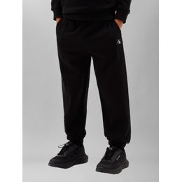 Sweathose Calvin Klein Jeans, Jungen, Gr. 4 (104), N-Gr, pvh schwarz, Sweatware, Obermaterial: 100% Baumwolle, unifarben, regular fit lang, Hosen Sweathose, Kordelzug am Bund, reine Baumwolle, Logodruck