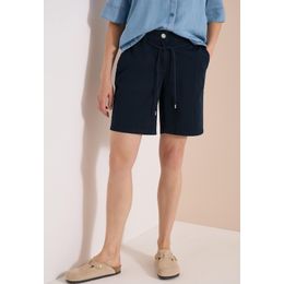 Shorts Cecil, Damen, Gr. 25, schwarz (universal blau), Web, 97% Baumwolle, 3% Elasthan, unifarben, loose fit kurz, Hosen Shorts, mit Wide Legs