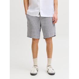 Jack & Jones Chinoshorts JACK & JONES "JPSTACE MYKONOS LINEN BLEND SHORTS SRT", Herren, Gr. L, N-Gr, blau indigo, Web, Obermaterial: 55% Leinen, 45% Viskose, unifarben, regular fit, Hosen Chinoshorts