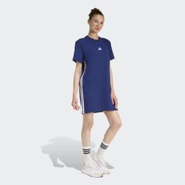 Shirtkleid adidas Sportswear "ESSENTIALS 3-STREIFEN", Damen, Gr. L, N-Gr, dunkelblau, wei&szlig;, Obermaterial: 93% Baumwolle, 7% Elasthan, Kleider Shirtkleid