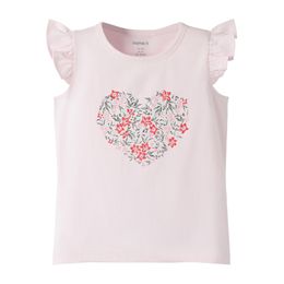 T-Shirt name it "NMFVAYANA CAPSL TOP", M&auml;dchen, Gr. 104, cradle pink print:rot flowers, Jersey, Obermaterial: 95% Baumwolle, 5% Elasthan, bedruckt, regular fit normal, Rundhals, Shirts T-Shirt, Baumwollmischung, regular fit