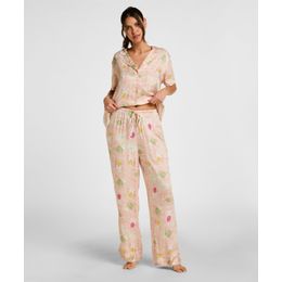Hunkem&ouml;ller Pyjama HUNKEM&Ouml;LLER "Hose Satin", Damen, Gr. S, orange, 100% Viskose, Homewear-Sets Pyjama